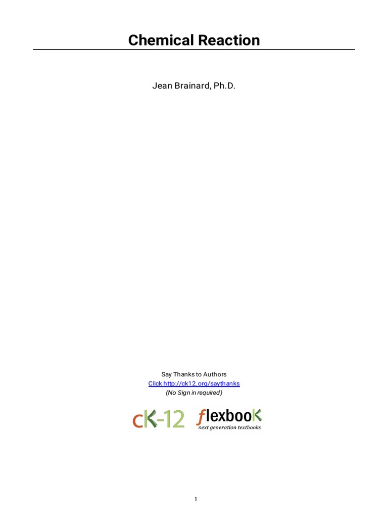 Chemical Reaction: Jean Brainard, PH.D | PDF | Chemical Reactions ...