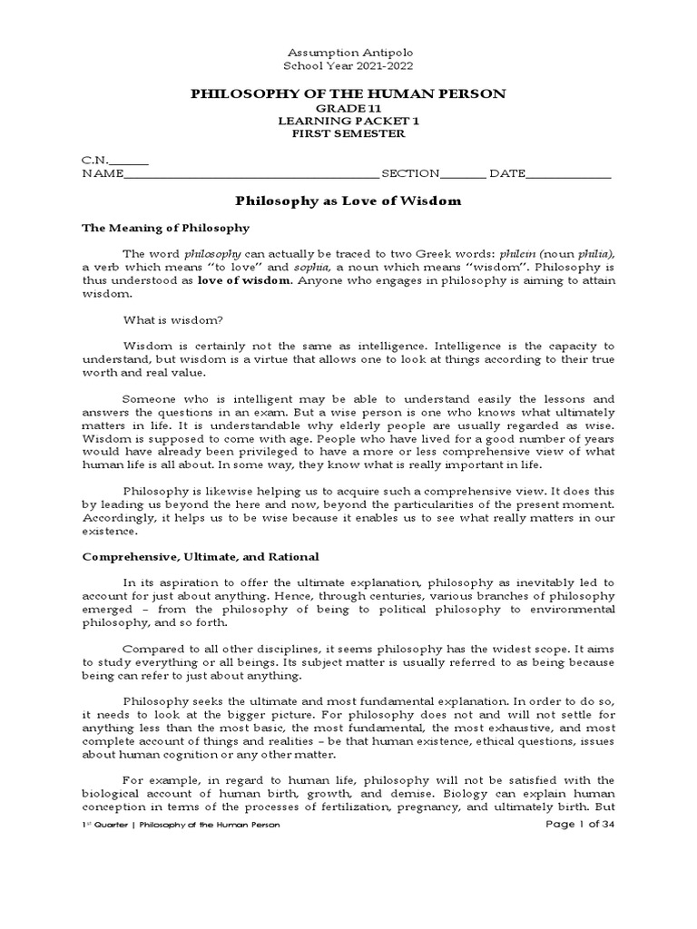 Grade 11 Philosophy Learning Packet | PDF | Truth | Science