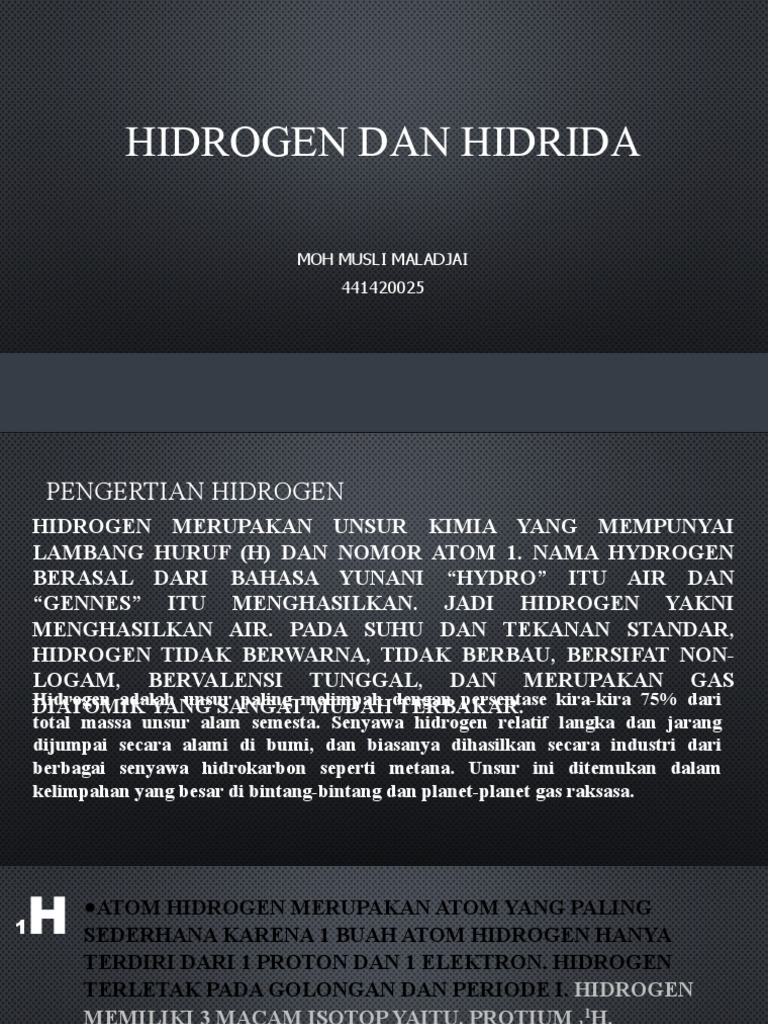 Hidrogen & Hidrida: Sifat dan Pembentukan | PDF