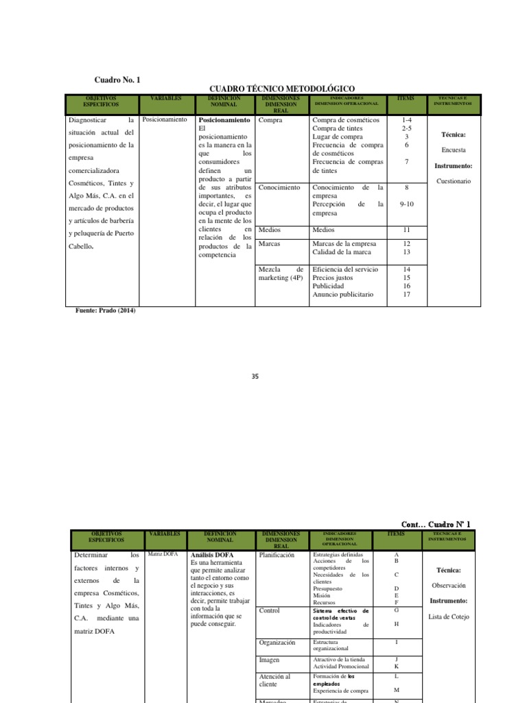 Modelo de Cuadro de Operacionalizacion de Variables | PDF | Análisis ...