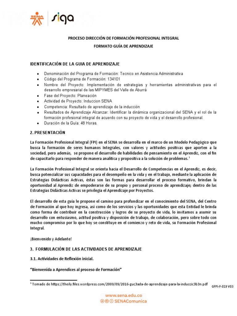 GFPI-F-019 - GUIA - DE - APRENDIZAJE INDUCCION 2020 - Asistencia Administrativa | PDF ...