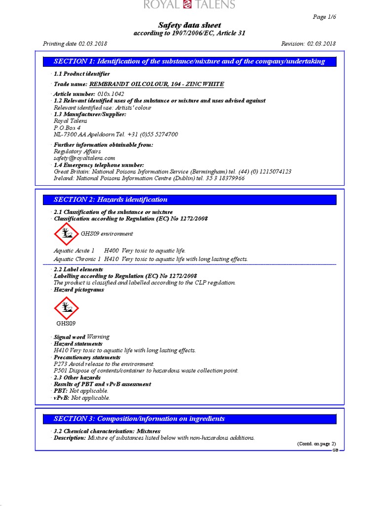 Safety Data Sheet: SECTION 1: Identification of The Substance/mixture ...