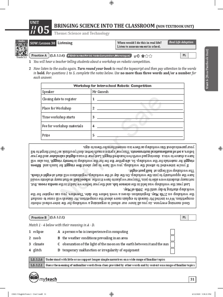 OMG 5 English Form 2 - Unit 5 | PDF | Tablet Computer | Personal Computers