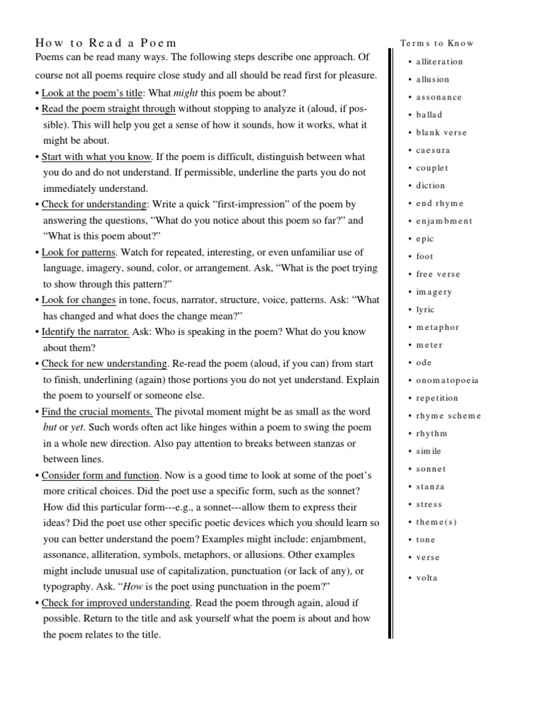 Steps to Analyze a Poem Effectively | PDF