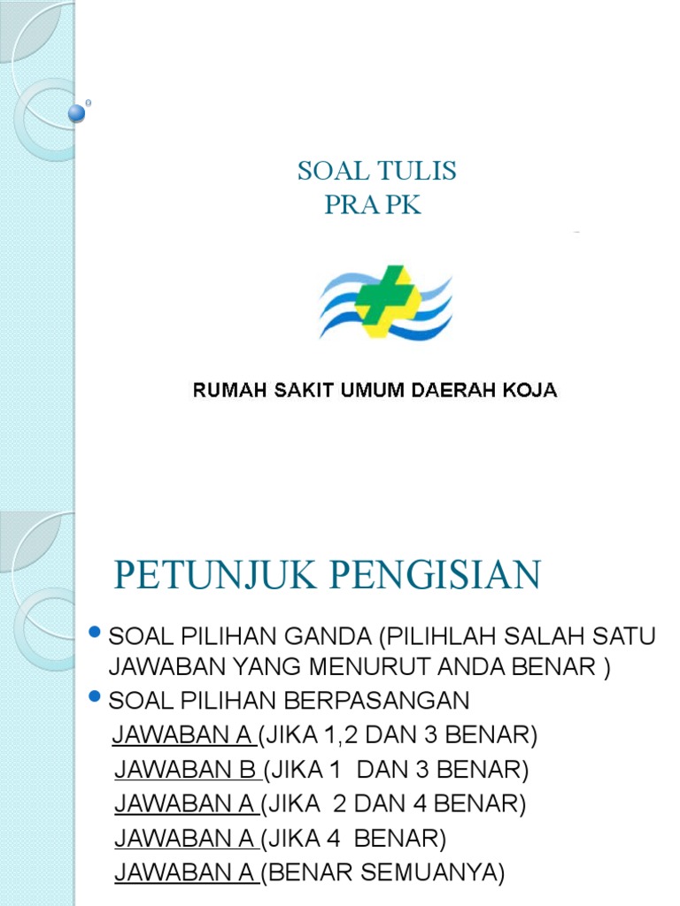 Soal Tulis Pra PK | PDF | Pengembangan Diri