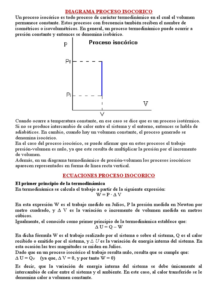 Proceso Isocorico | PDF | Calor | Termodinámica