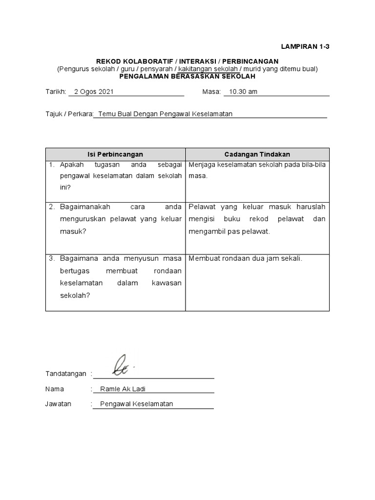 5.4 Perbincangan Dengan Kakitangan Sekolah | PDF