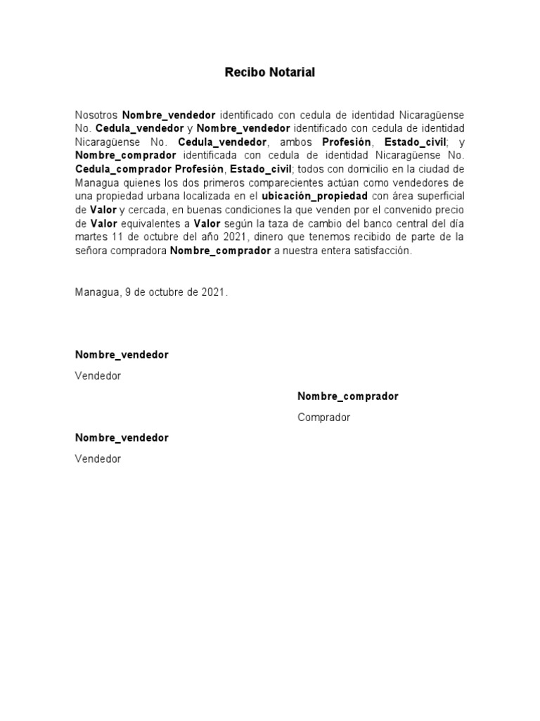 PlantillaRecibo Notarial | PDF