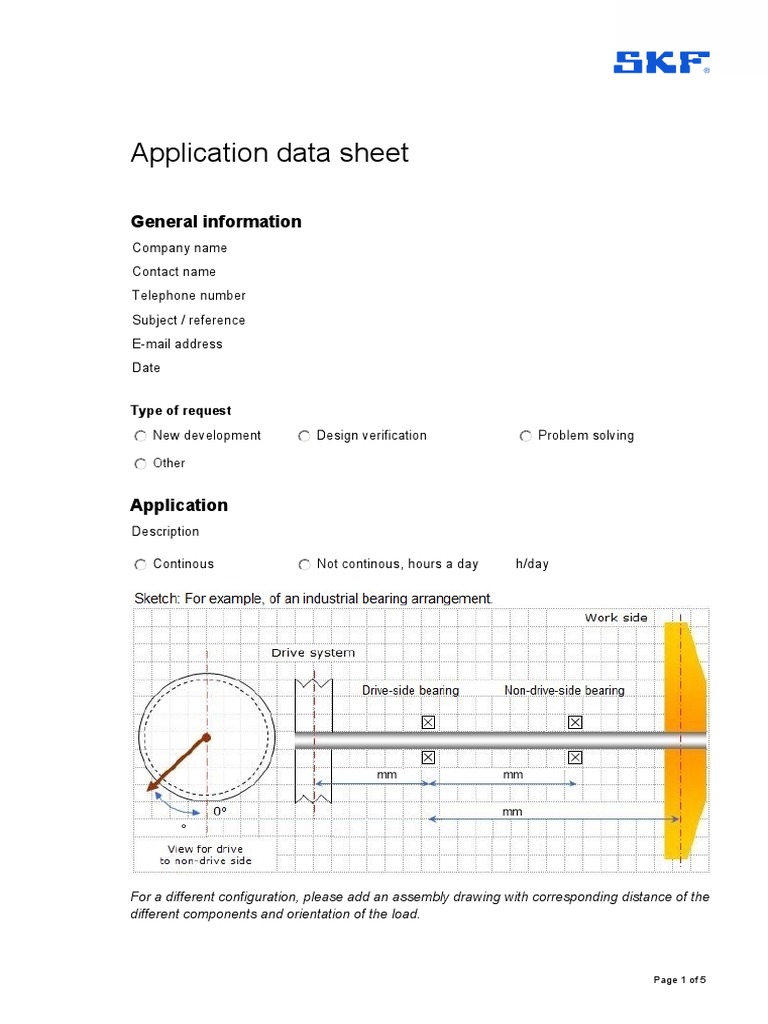 Bearing Load Application Data Sheet | PDF | Bearing (Mechanical) | Belt ...