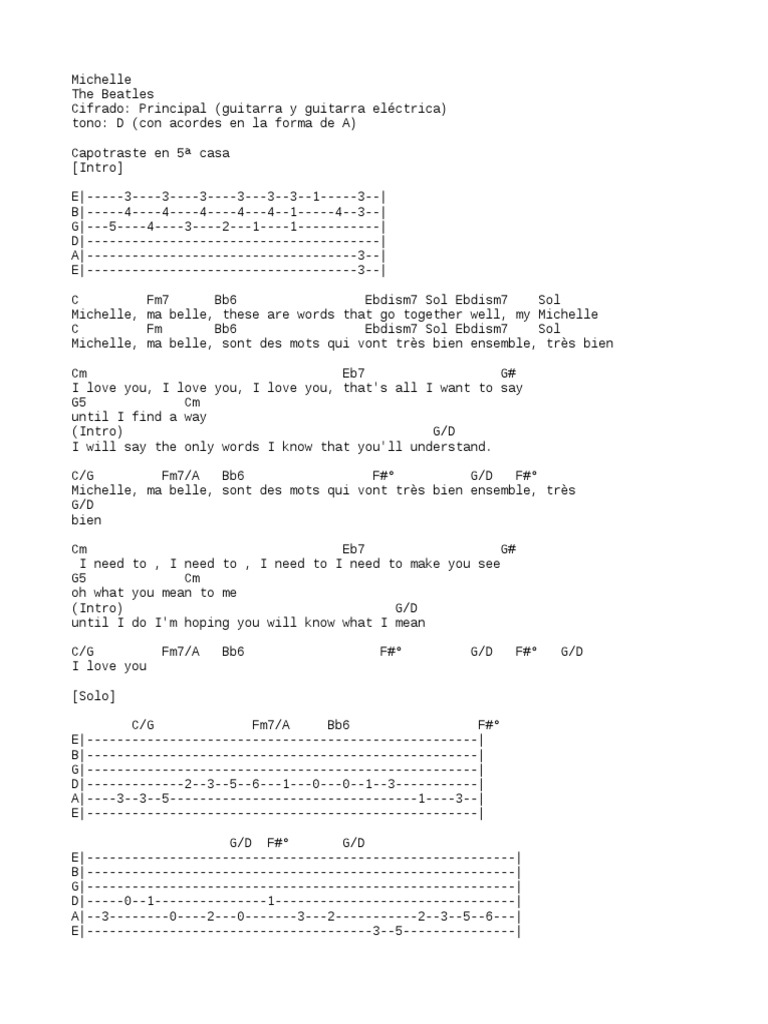 MIchelle-The Beatles | PDF | Rock Songs | Singles (Music)