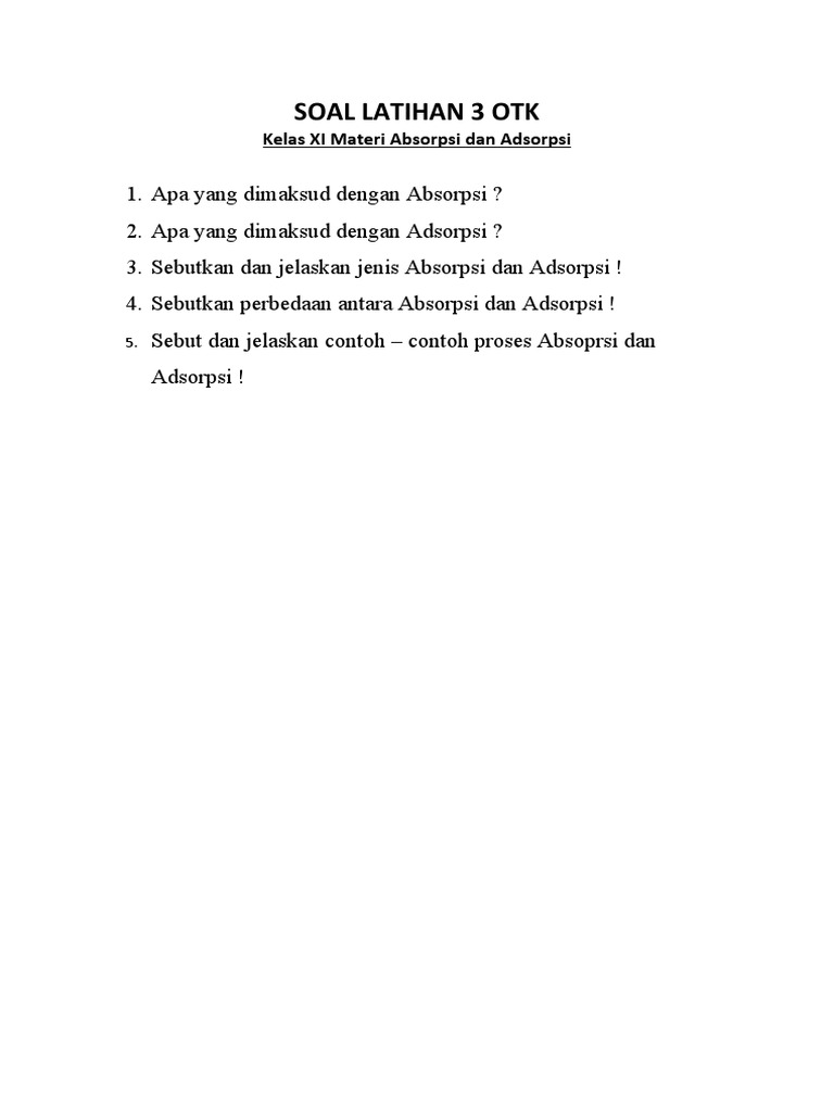 SOAL LATIHAN 3 OTK Absorpsi Dan Adsorpsi | PDF