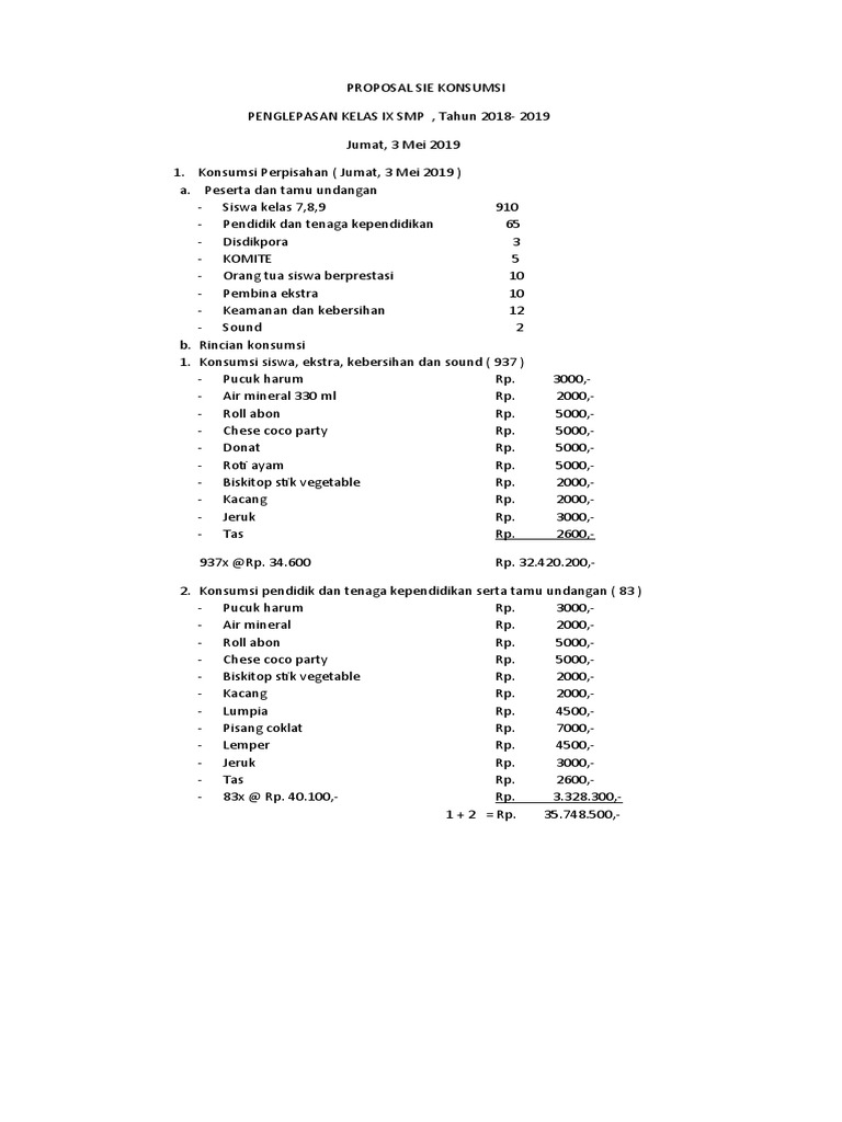 Proposal Sie Konsumsi-2019 | PDF