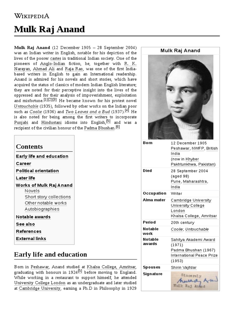 Mulk Raj Anand | PDF