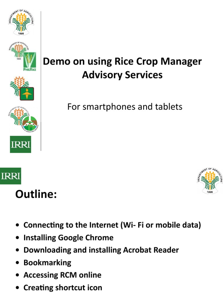 Demo On Using Rice Crop Manager Advisory Services: For Smartphones and ...