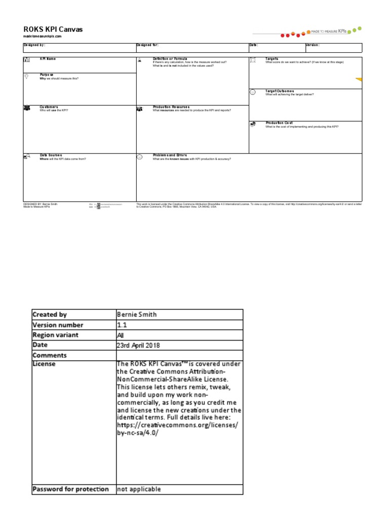 ROKS KPI Canvas - Excel | PDF | Computing | Business
