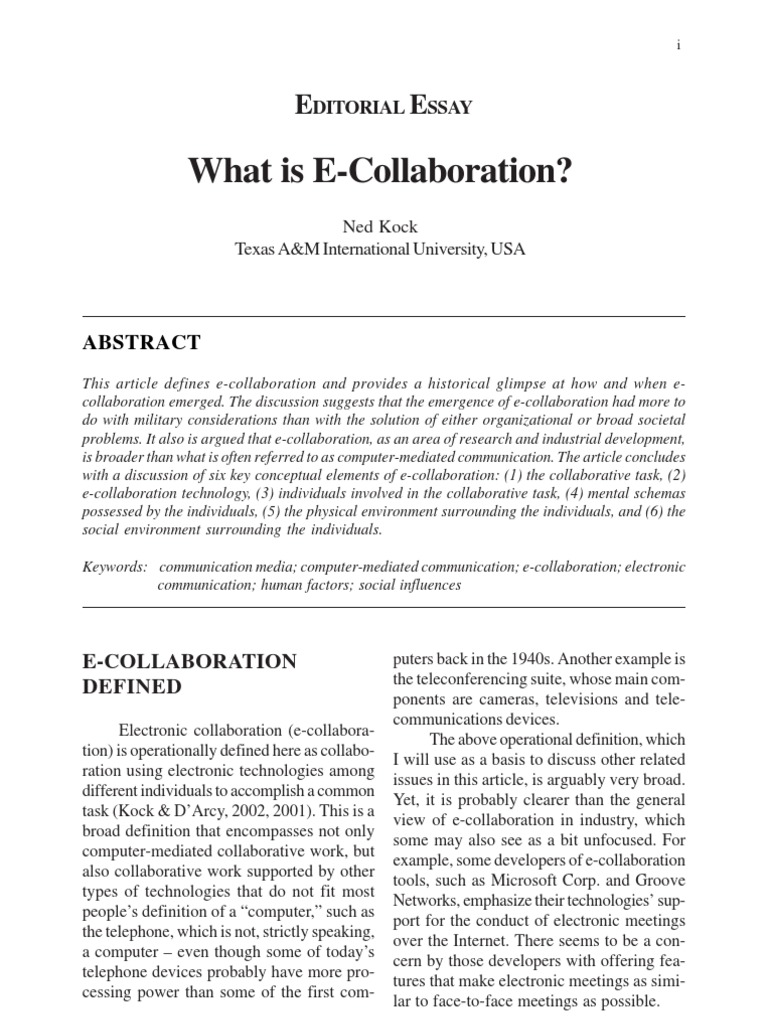 What Is E-Collaboration | PDF | Conceptual Model | Psychological Concepts