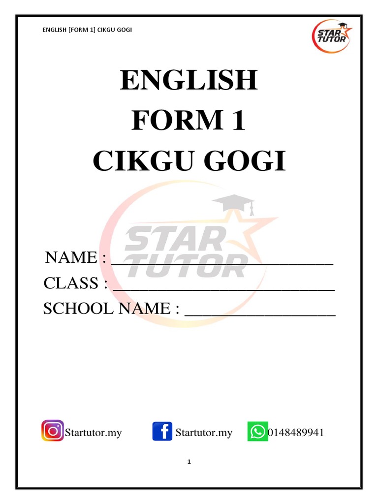 English Form 1 Cikgu Gogi | PDF | Grammatical Number | Plural