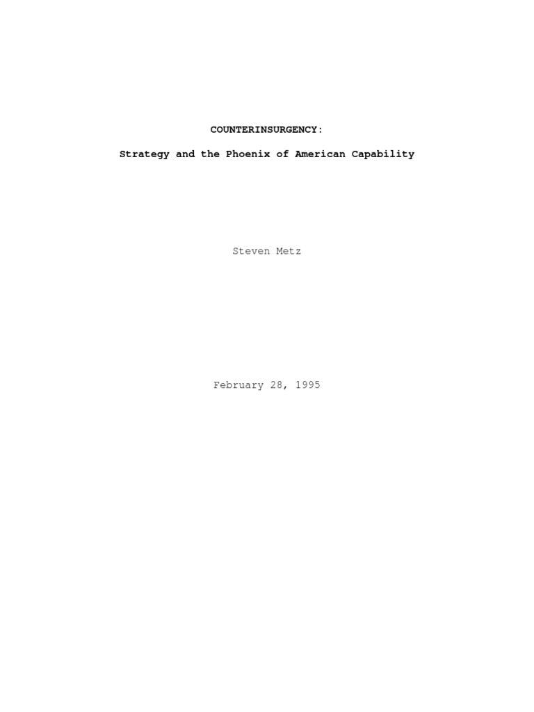 Counterinsurgency Strategy and The Phoenix of American Capability ...