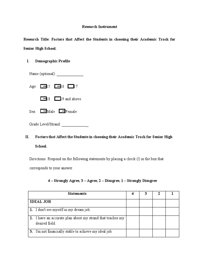 Research-Instrument Questionnaire | PDF