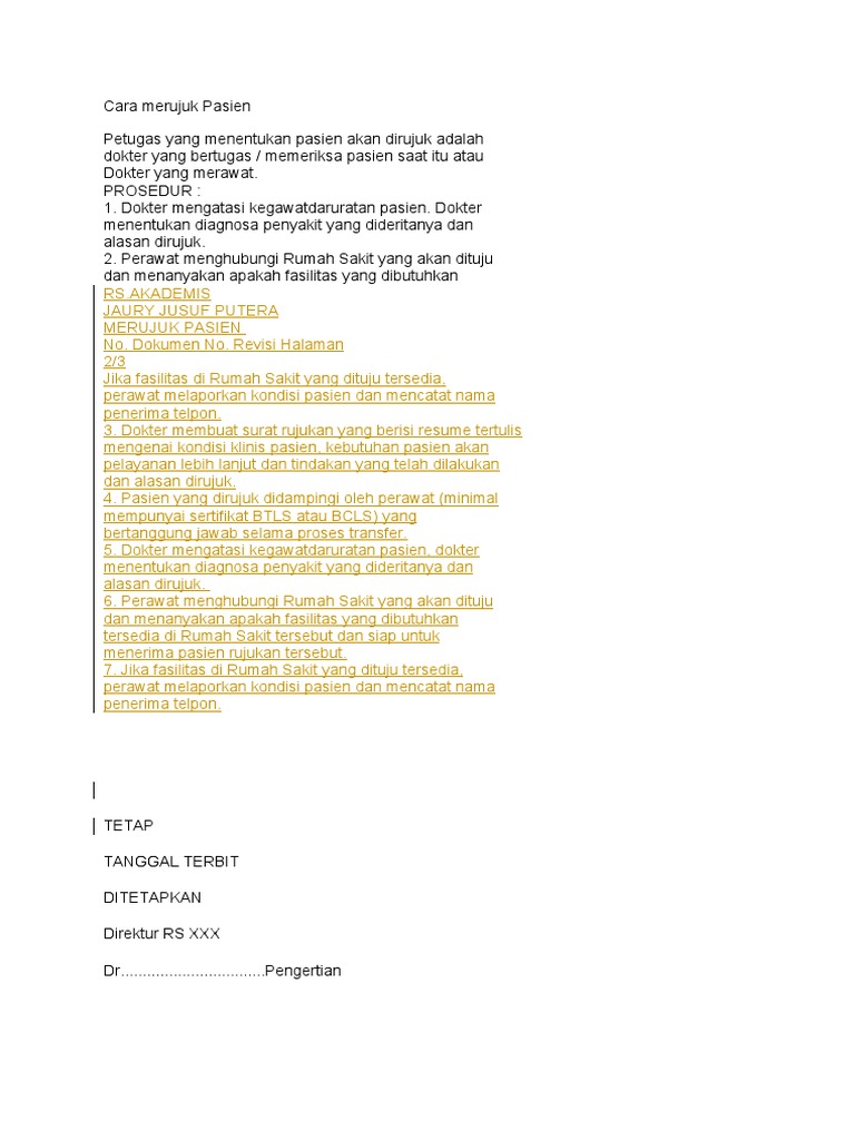 Cara Merujuk Pasien | PDF