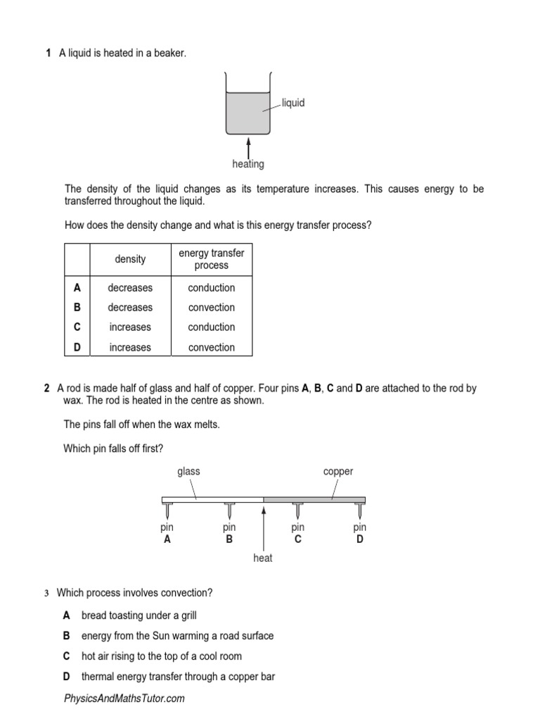 Thermal Energy Transfer Quiz | PDF | Thermal Conduction | Convection
