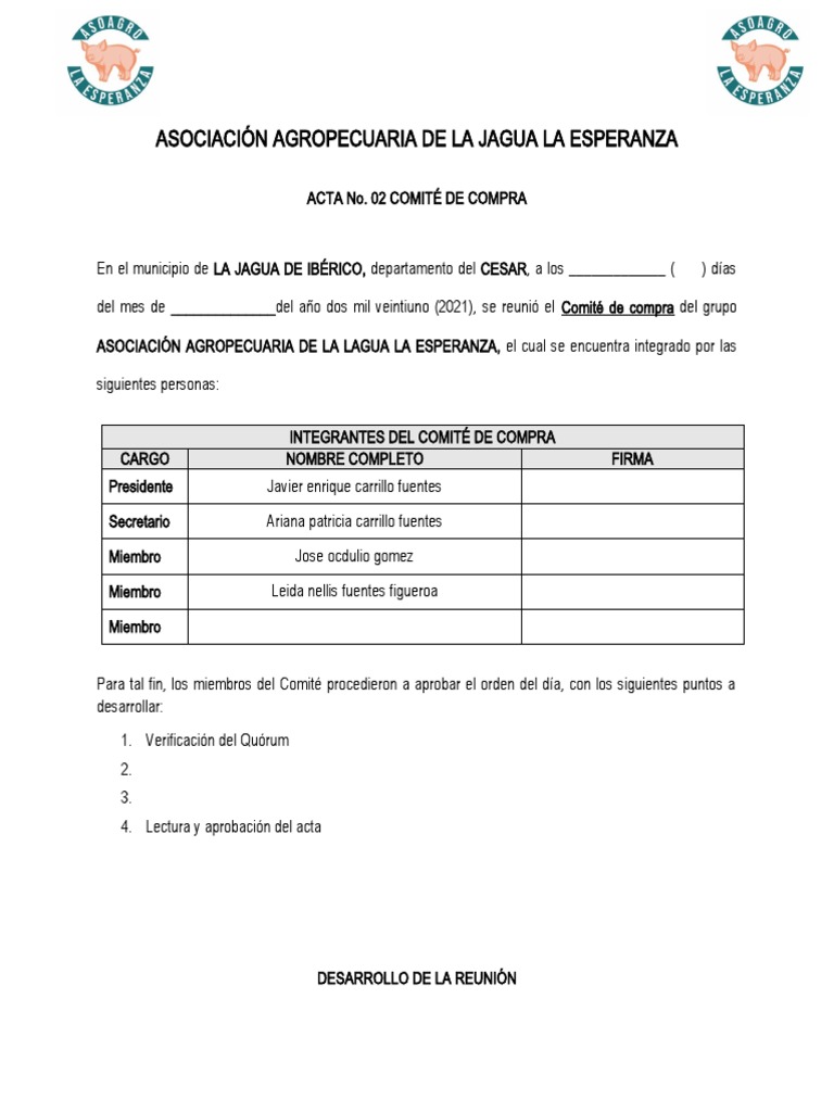 Modelo Acta Del Comité de Compra | PDF
