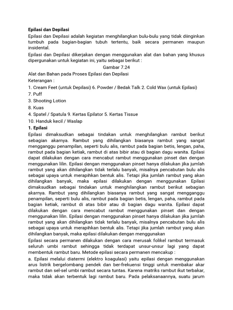 Metode Epilasi dan Depilasi | PDF