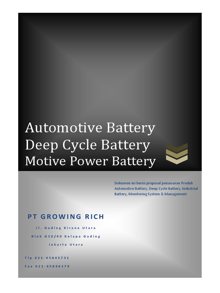 Automotive Battery Deep Cycle Battery - Motive Battery New | PDF