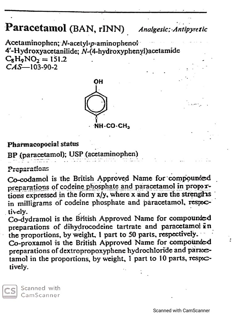 Pharmaceutical Codex 12th Paracetamol | PDF