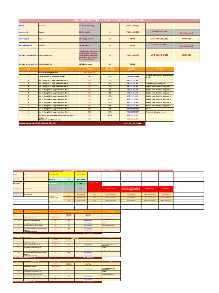 Bảng Tính PTTT Takashi Excel | PDF