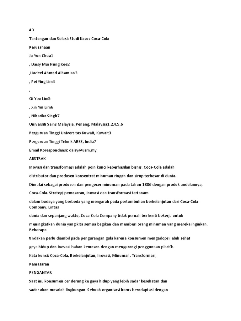 Translate Study Case Cocacola | PDF