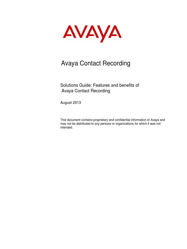 Avaya Contact Recording | PDF | Call Centre | Server (Computing)