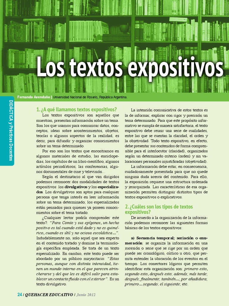 Textos Expositivos | PDF | Lectura (proceso) | Información