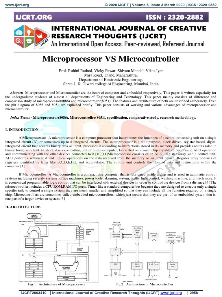 MC Vs MP | PDF | Microcontroller | Central Processing Unit