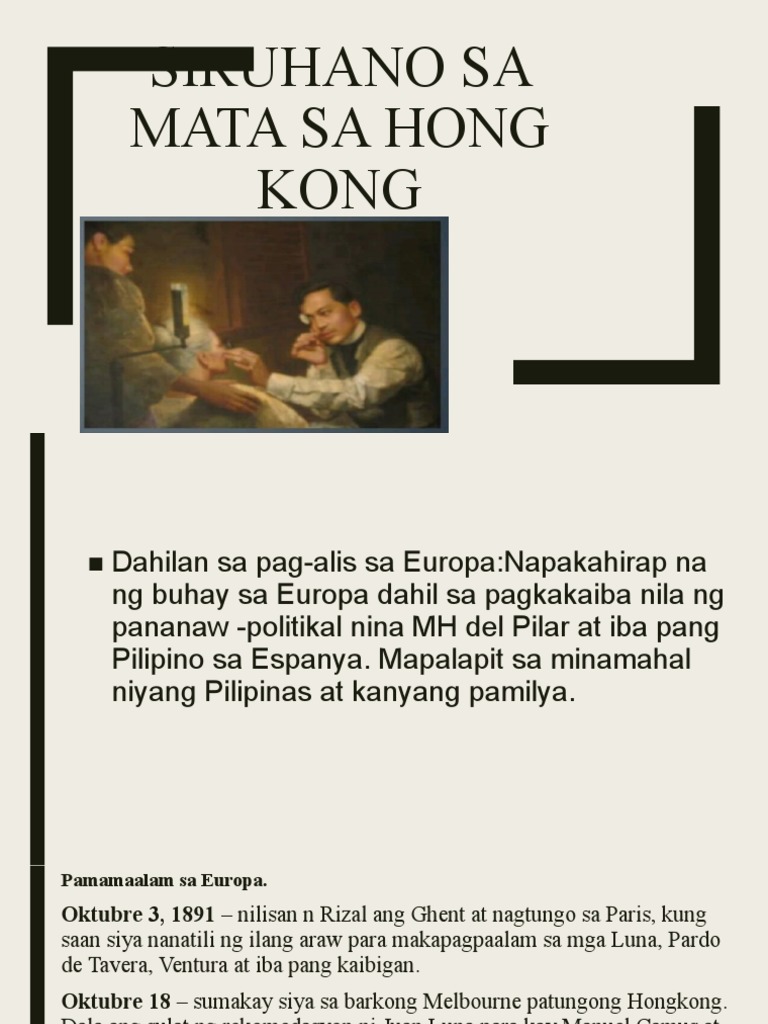 Siruhano Sa Mata Sa Hong Kong - Gudal at Lawan Report | PDF