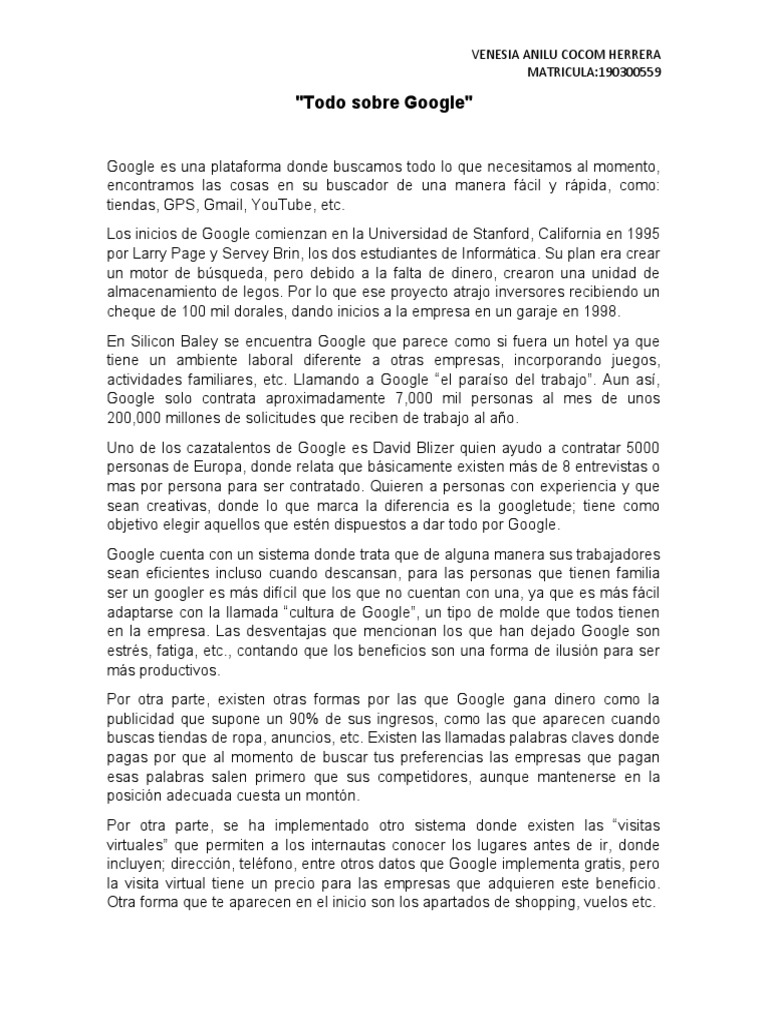 Todo sobre Google: Historia y Funciones | PDF | Internet