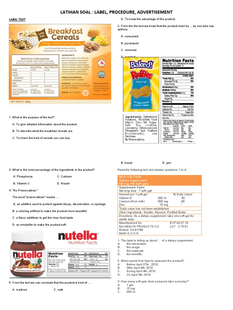 Label, Procedure, Advertisement | PDF | Cakes | Dietary Supplements