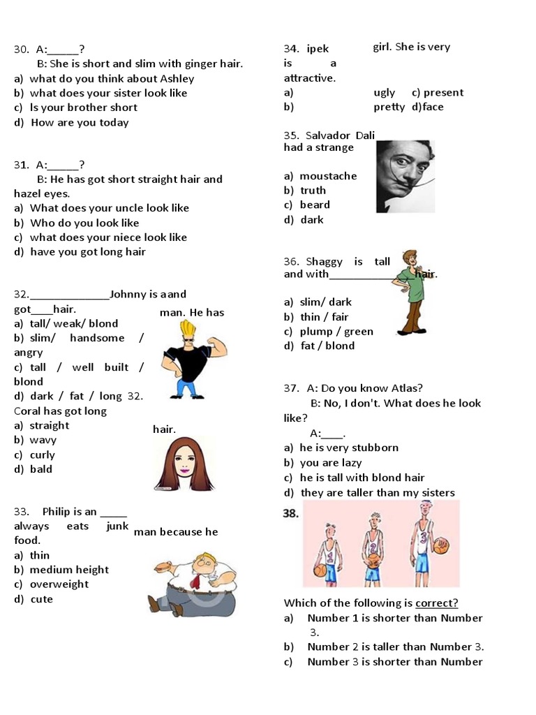 Multiple Choice For Appearance and Personality Tests - 93792 - 2 | PDF