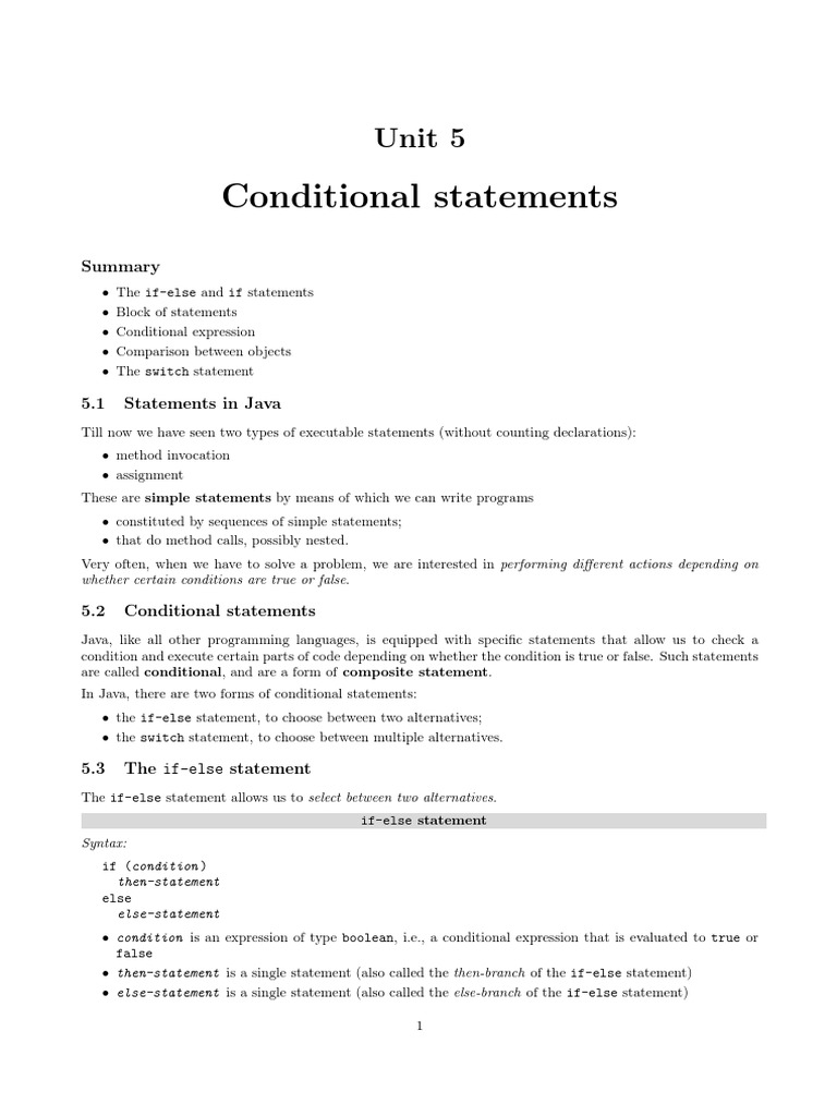 Conditional Statements: Unit 5 | PDF | Boolean Data Type | Software Development