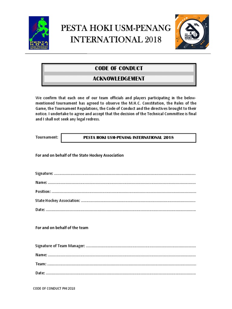Pesta Hoki Usm-Penang International 2018: Code of Conduct ...