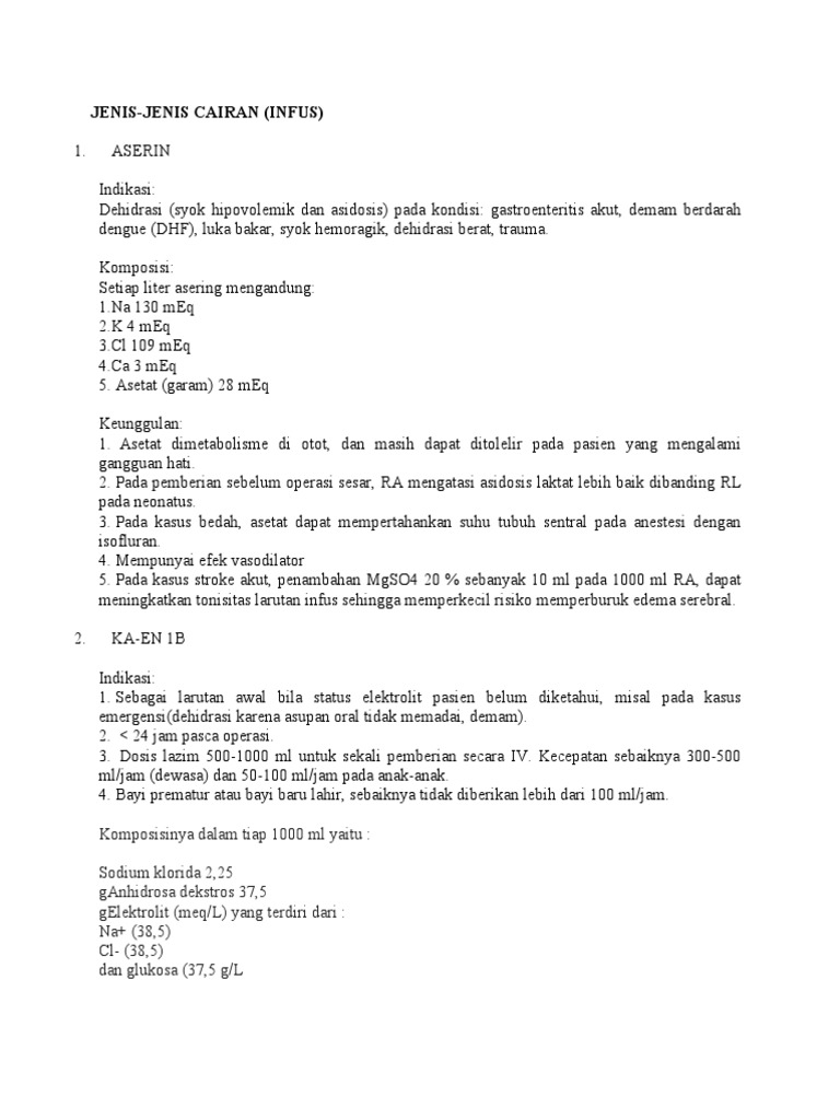 Edited - TUGAS KDM JENIS CAIRAN INFUS (EMI NURHAINI) | PDF