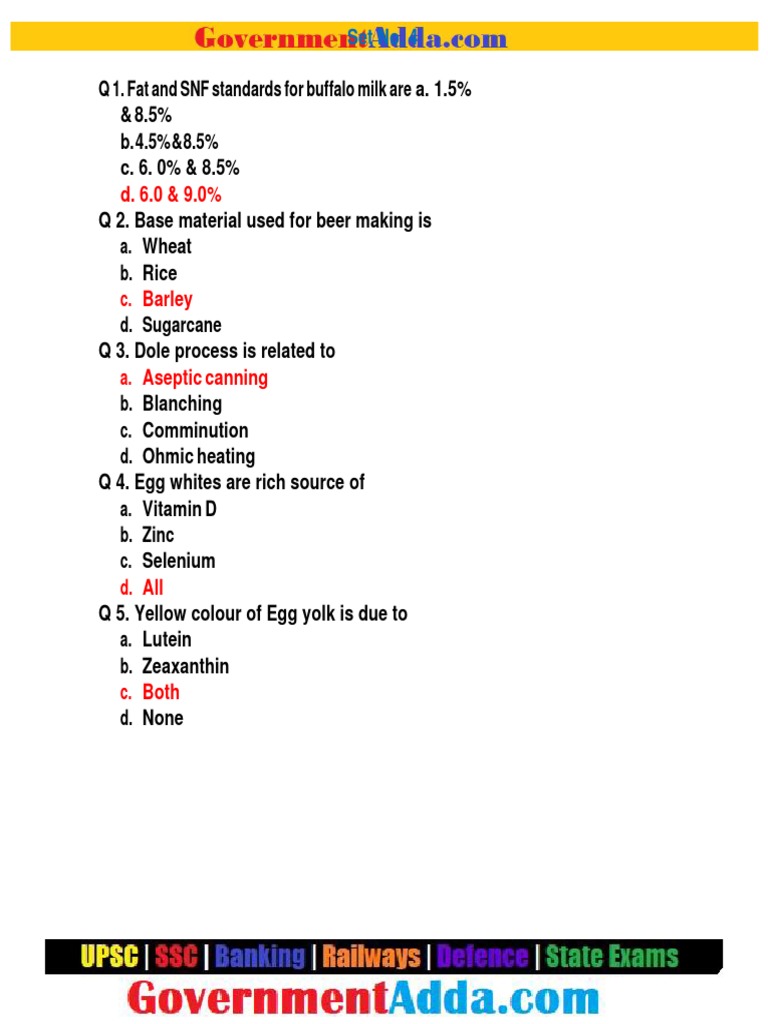 FSSAI Previous Year Question Paper 3 @ | PDF | Foods | Chocolate