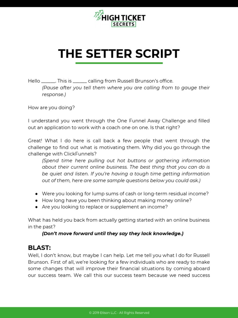 The Setter Script: Blast | PDF | Credit | Finance & Money Management
