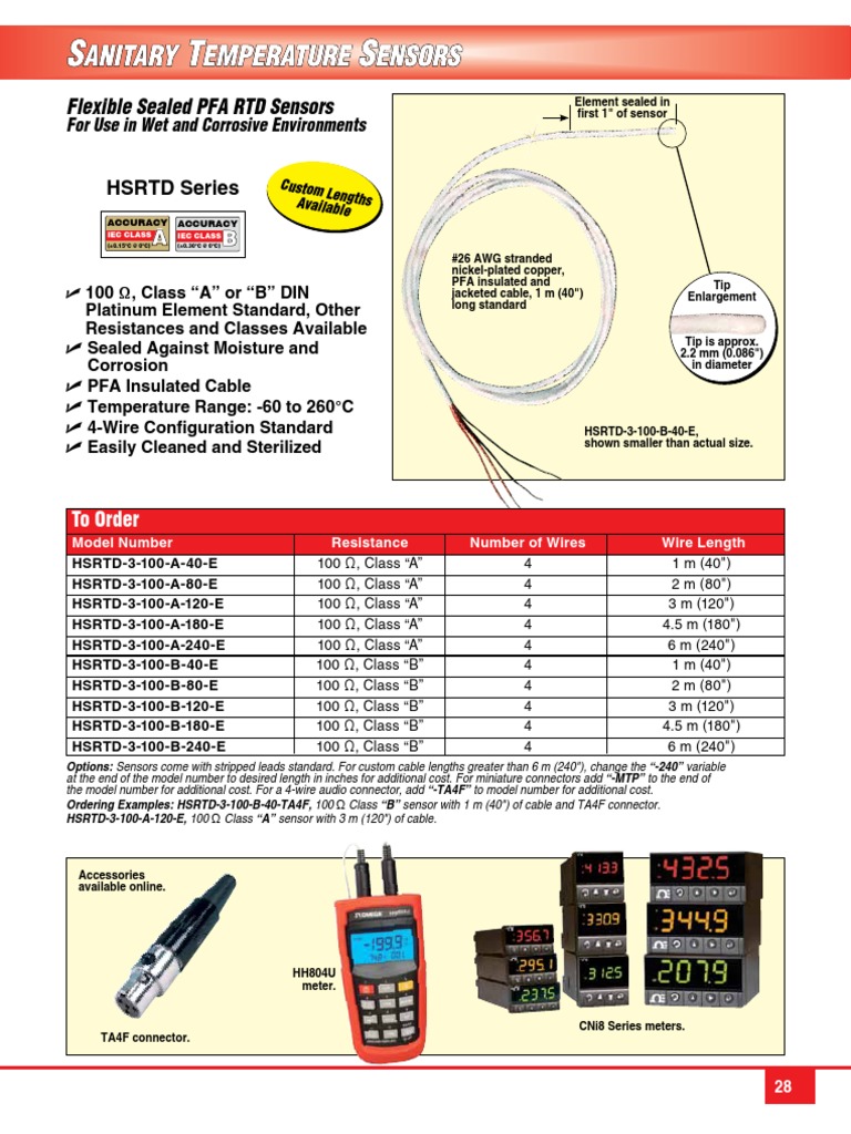 HSRTD Series: Flexible Sealed PFA RTD Sensors | PDF | Electrical ...