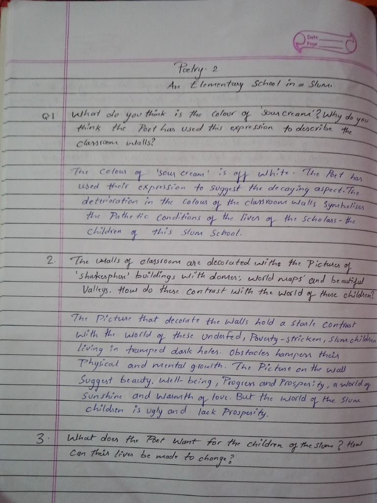 An Elementary School in A Slum Notes | PDF