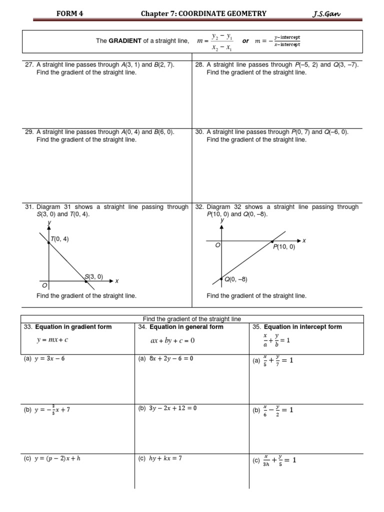 Chapter 7 Coordinate Geometry KSSM | PDF | Line (Geometry) | Cartesian ...