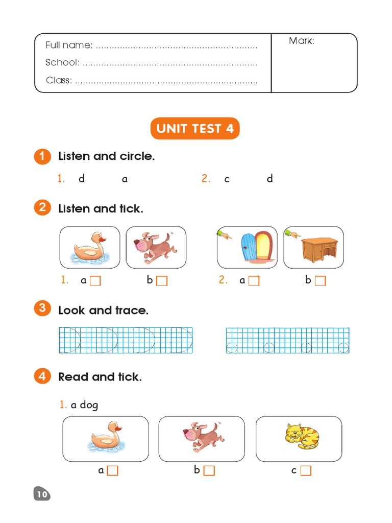 Unit Test 4: Listen and Circle | PDF