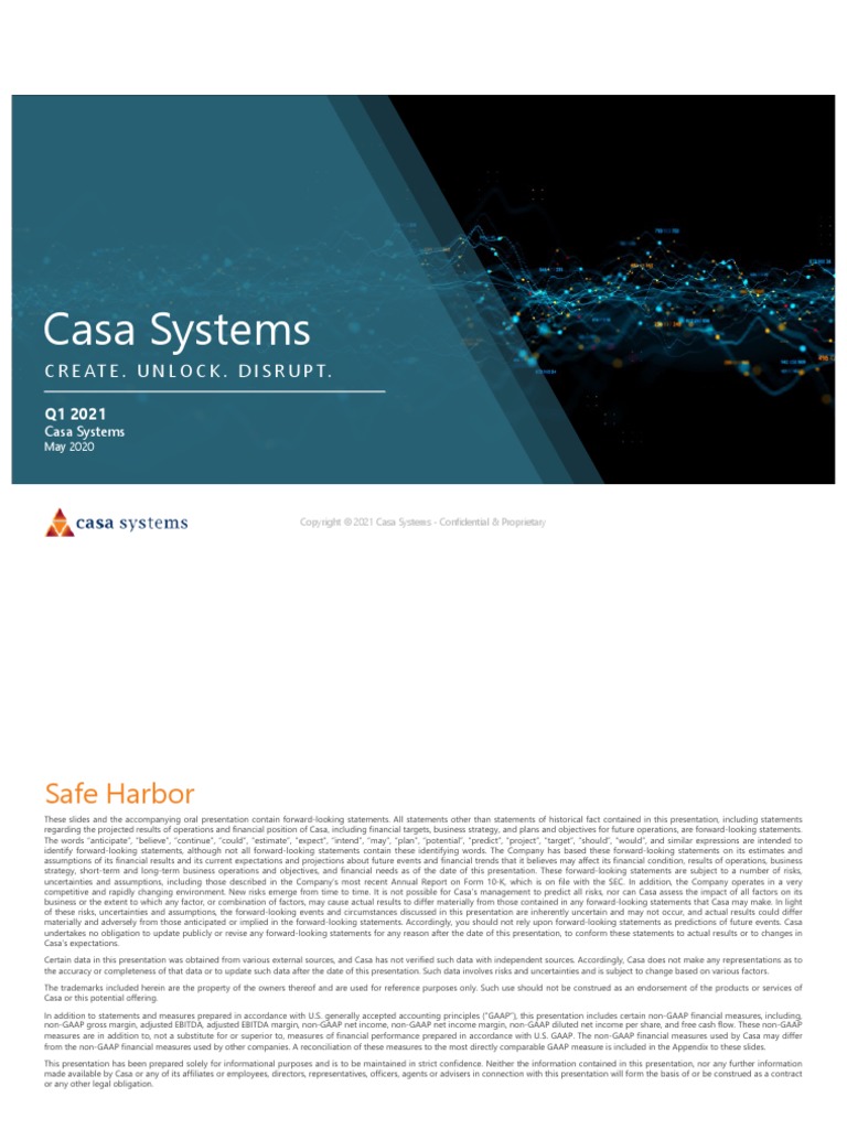 Casa Systems - Q1'2021 | PDF | Internet Access | Risk