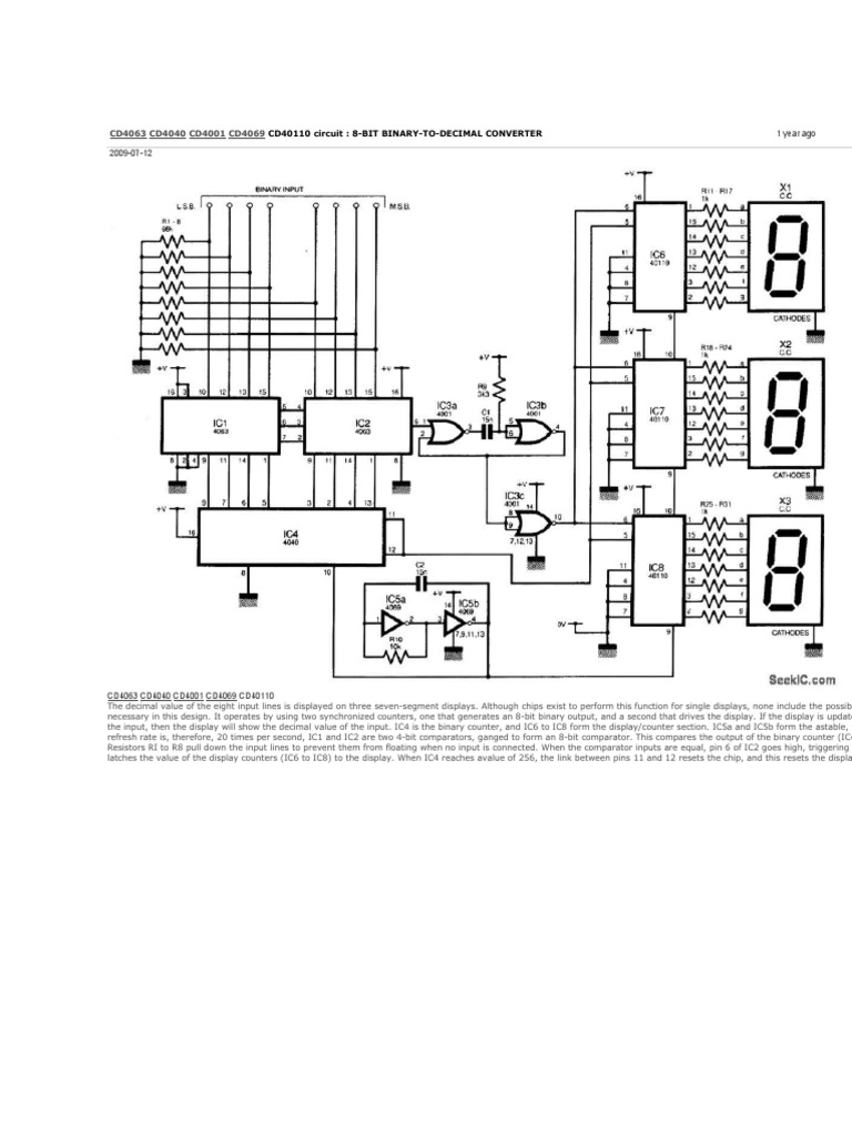8 BIT BINARY TO DECIMAL CONVERTER A CIRCUIT DESIGN USING CD4063 