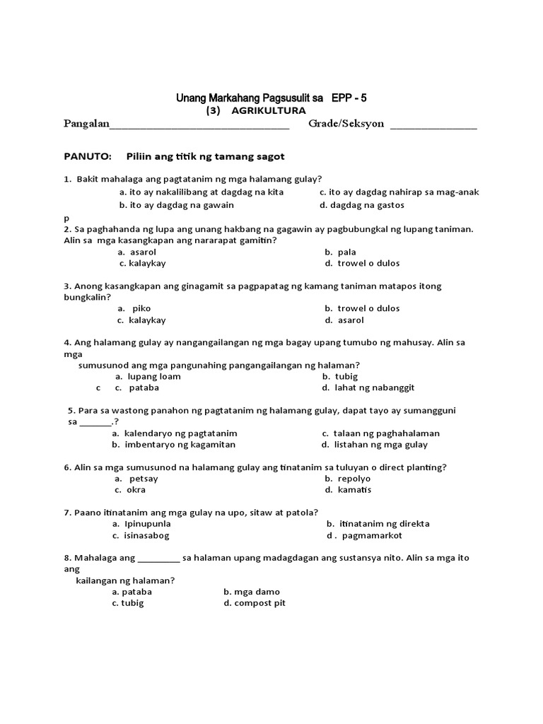 PT Epp-Agri-5 Q1 | PDF